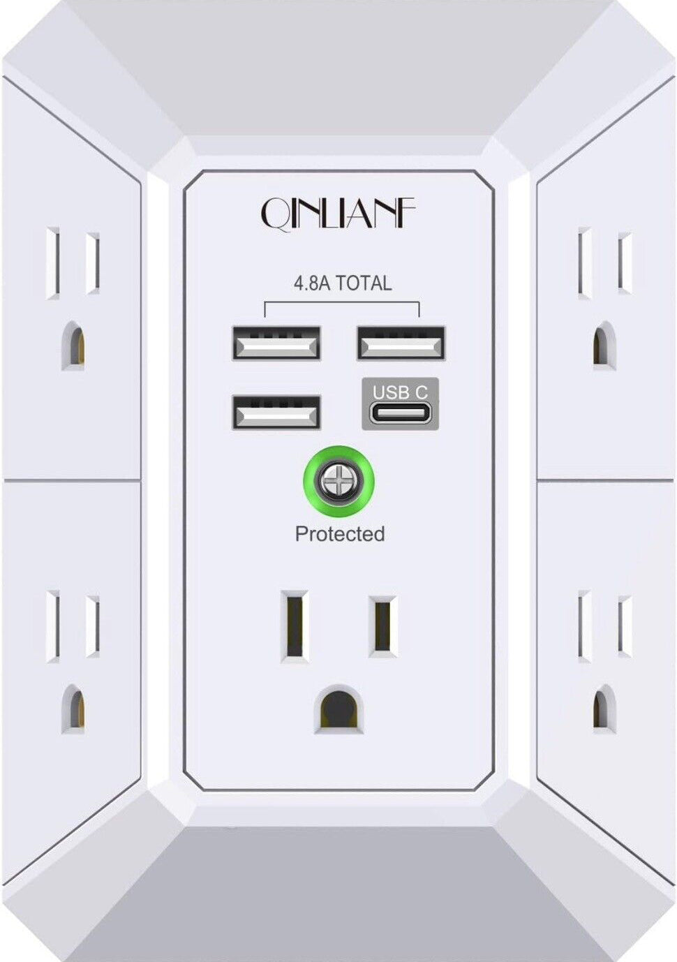 QINLIANF HR-519-B/HR-519D/AHR-508 Wall Charger-Surge Protector- 5 Outl ...